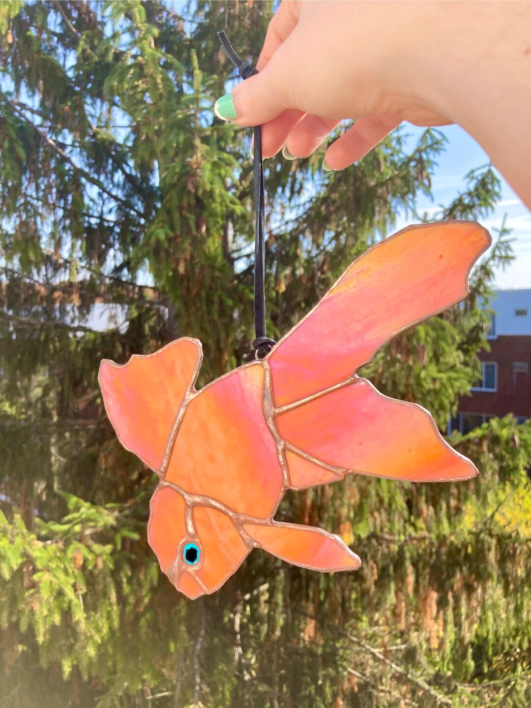 Stained Glass Fish, Goldfish Art, Fish Sun Catcher, Orange Goldfish ...