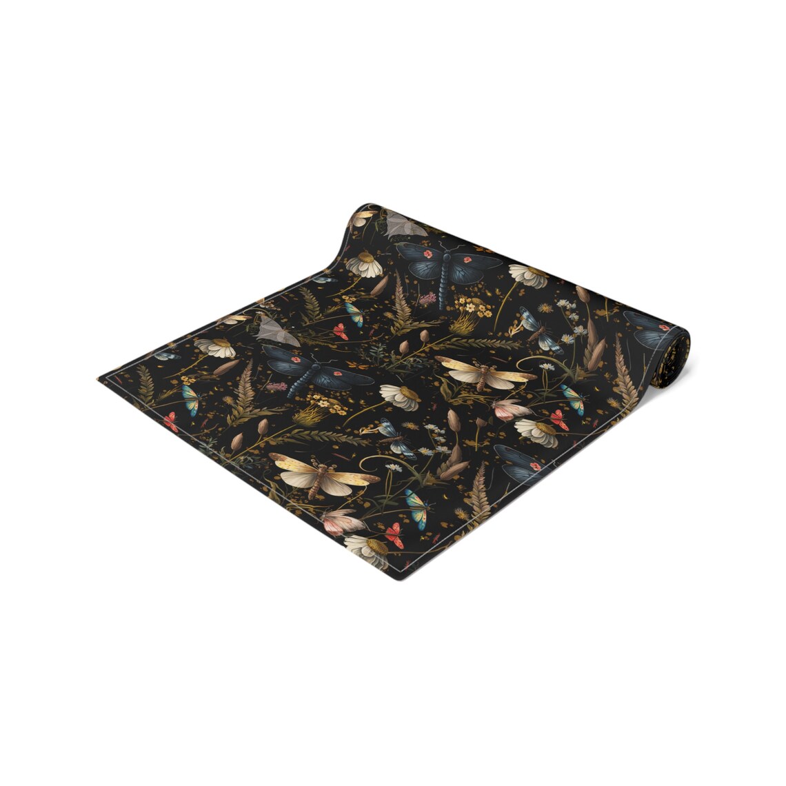 Dark Cottagecore Wildflower Table Runner With Moth and - Etsy