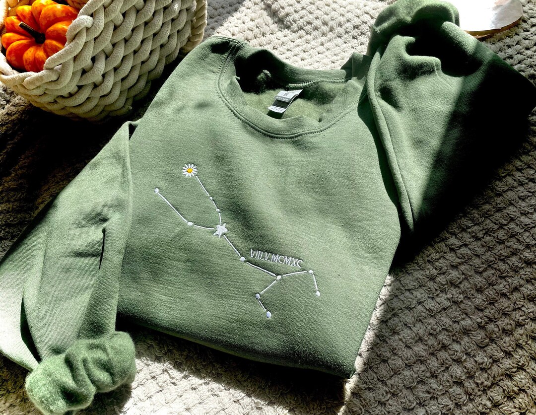 Embroidered Sweatshirt Personalized Zodiac Sign Sweatshirt Custom ...