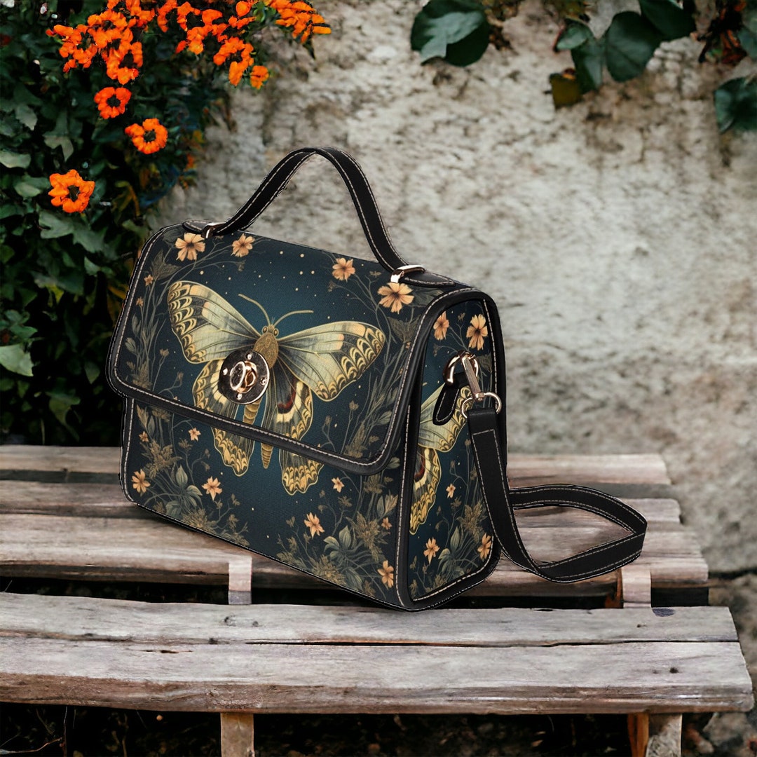 Moth Handbag Whimsigoth Bag Dark Cottagecore Witch Canvas Satchel Bag ...