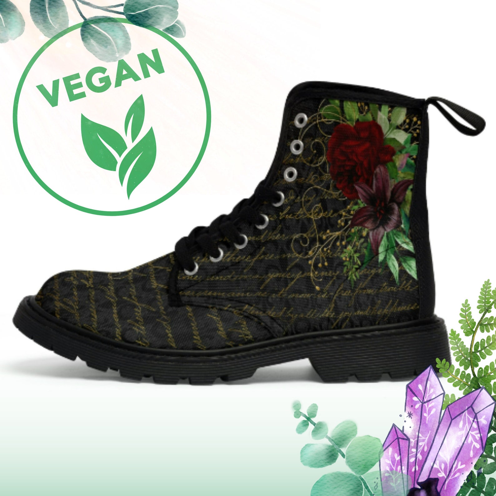 Dark Academia Boots Cottagecore Boots Coquette Shoes Vegan Boots Witchy ...
