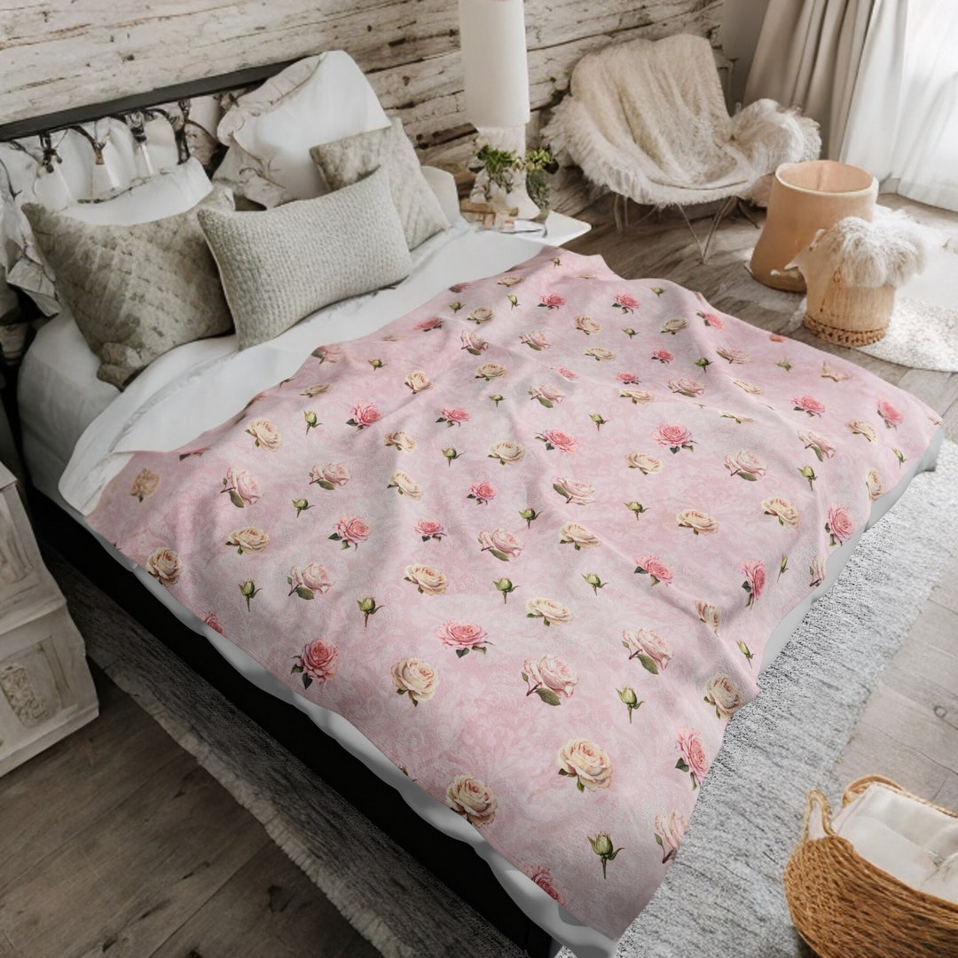 Coquette Room Decor Coquette Blanket Pink Rosette Vintage Cottagecore ...