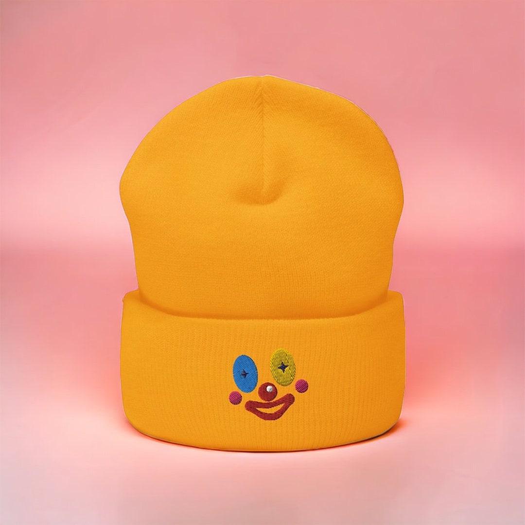 Clown Beanie, Clown Hat, Embroidered Clown, Cuffed Beanie - Etsy