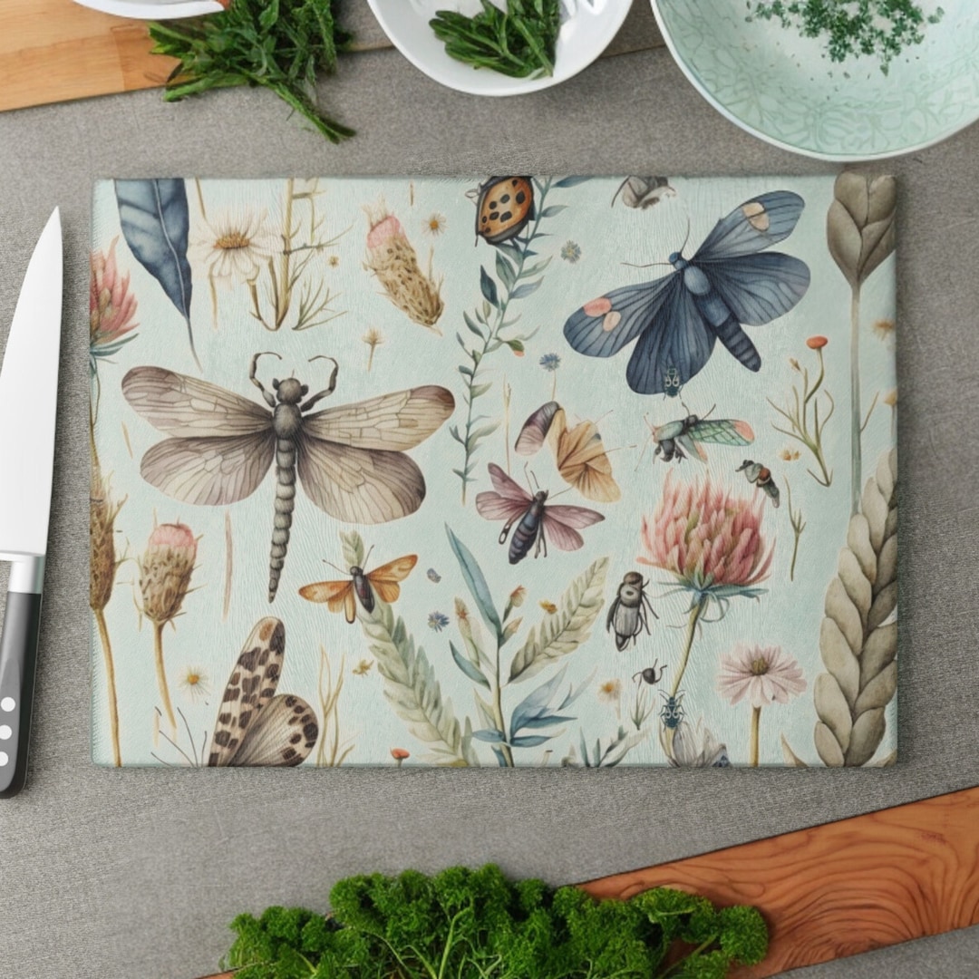 Personalized Glass Cutting Board Vintage Floral Custom Unique Chopping ...