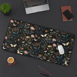 Whimsigoth Desk Mat Gaming Mat Moths Gift Vintage Floral Botanical ...