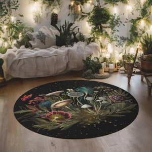 Mushroom Rug Round Mushroom Decor Goblincore Witchy Dark Boho ...