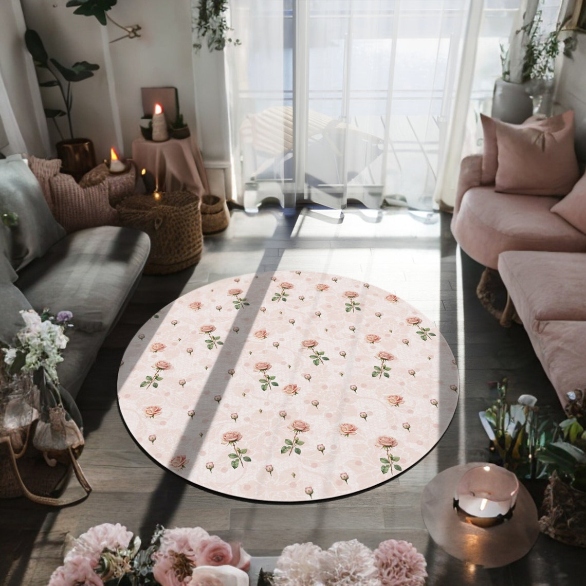 Coquette Round Rug Coquette Room Decor Pink Rug Cottagecore - Etsy