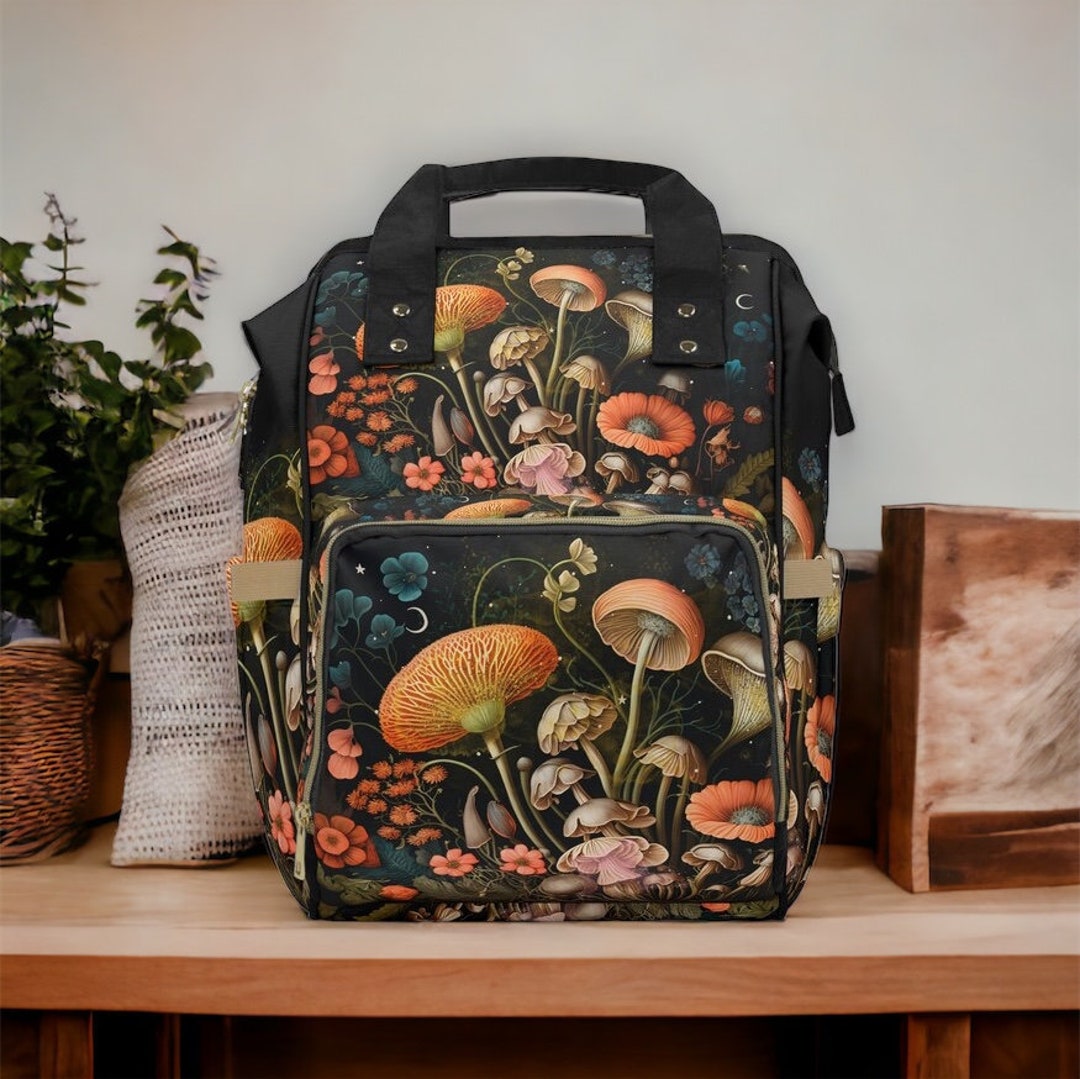 Mushroom Diaper Bag Goblincore Dark Cottagecore Diaper Bag Floral Bag ...