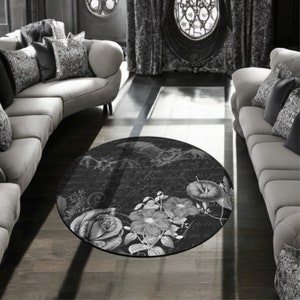 Goth Bats Round Rug Witchy Rug Bat Round Rug Horror Rug Gothic Rug Dark ...