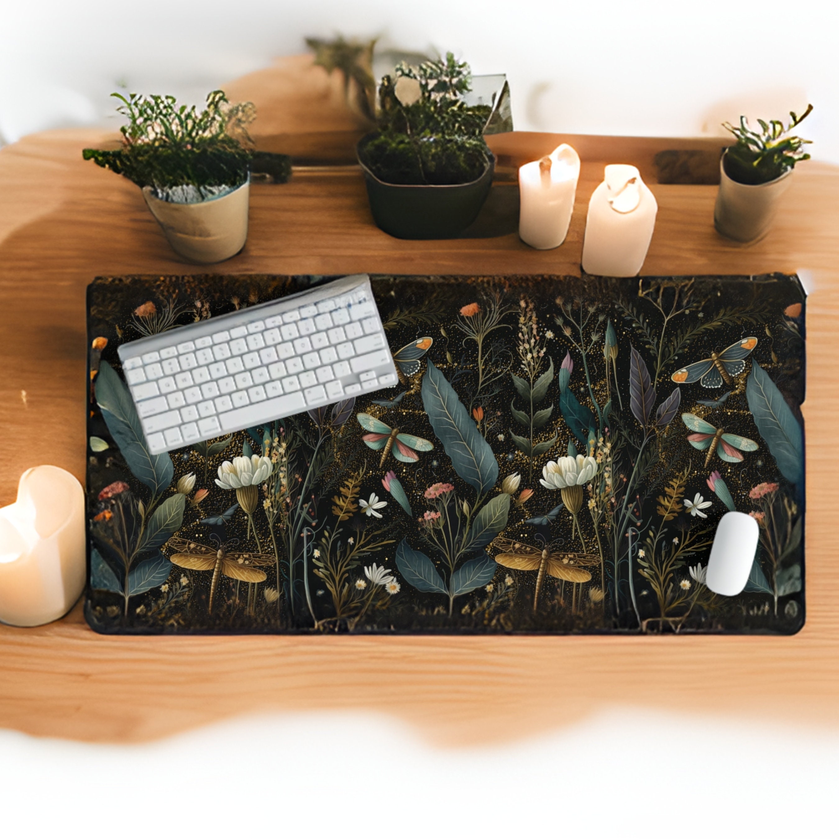 Dark Cottagecore Desk Mat Gaming Mat Whimsigoth Vintage Floral ...