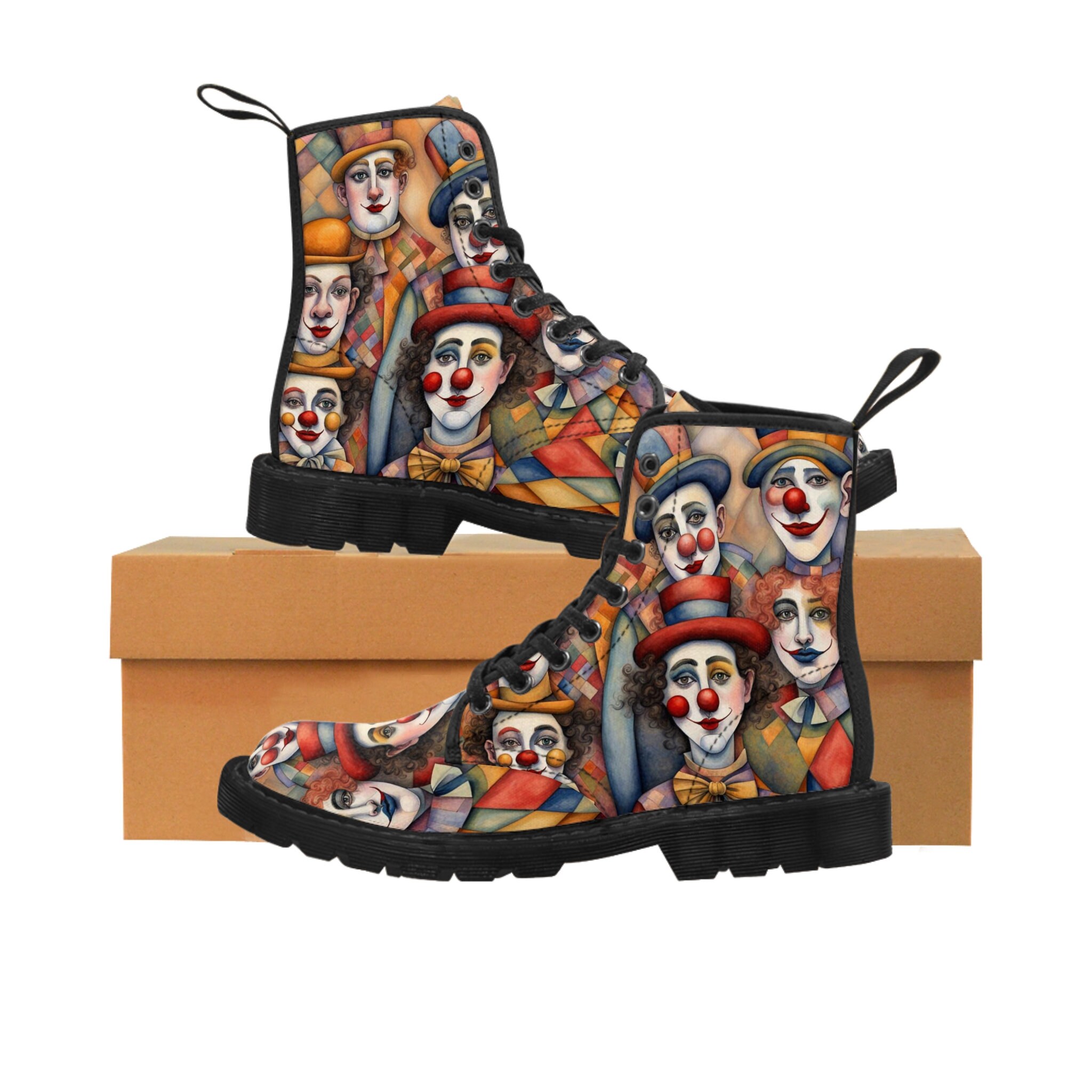 Clowncore Clown Boots Vegan Boots Clowncore Boots Weirdcore Boots Goth Shoes Canvas Gift for Her ...