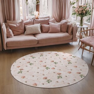 Coquette Round Rug Coquette Room Decor Pink Rug Cottagecore Boho Rug ...