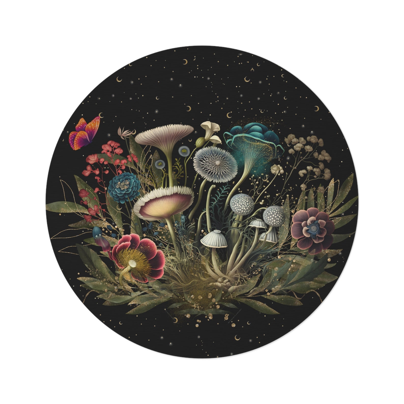 Mushroom Rug Round Mushroom Decor Goblincore Witchy Dark Boho ...