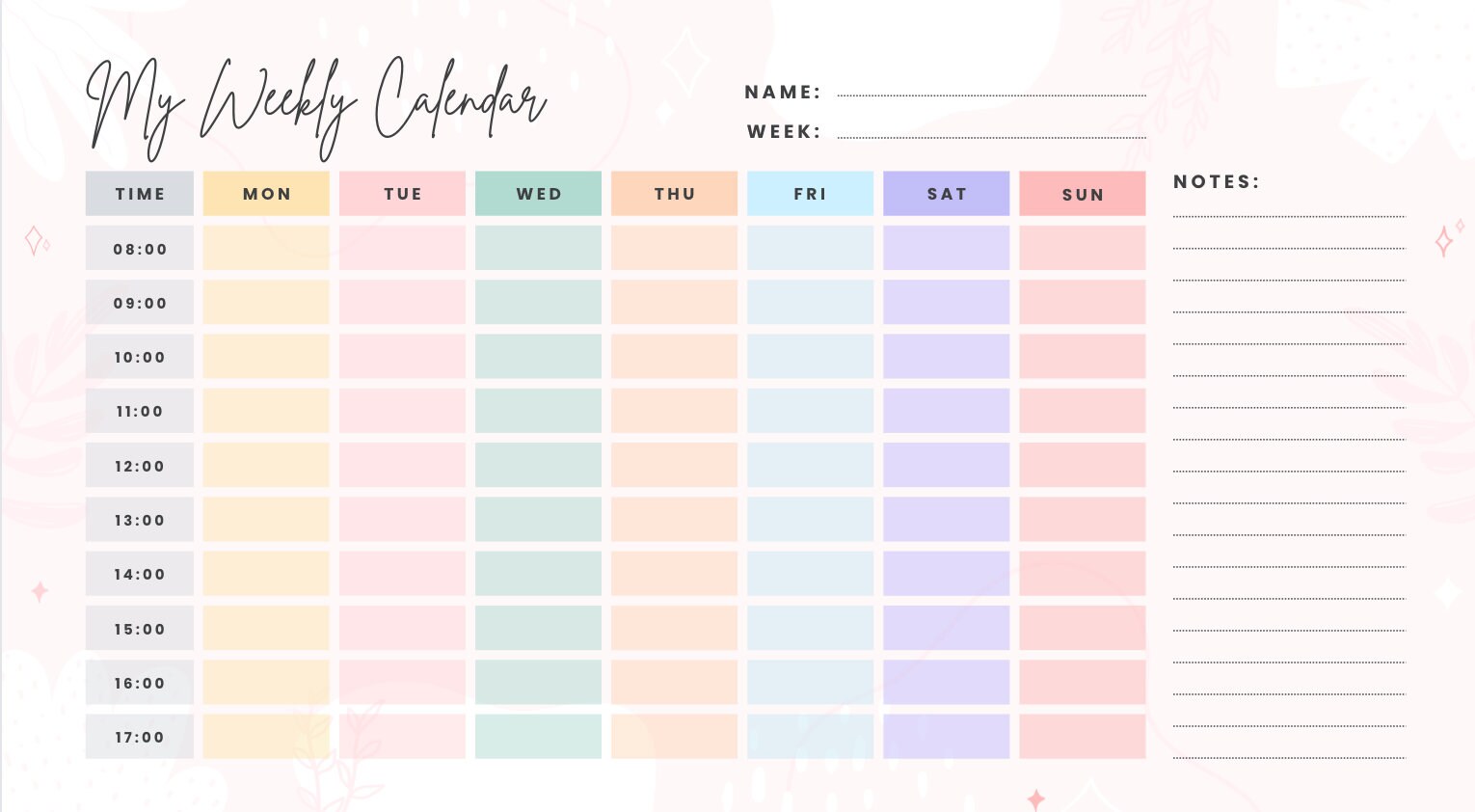 Weekly Digital Calendar , Organizing Journal, Digital Calendar - Etsy
