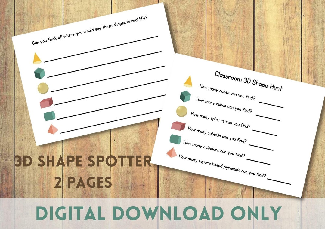 3D Shape Hunt, Worksheet, Math, Teacher Resources, Printable, PDF - Etsy UK