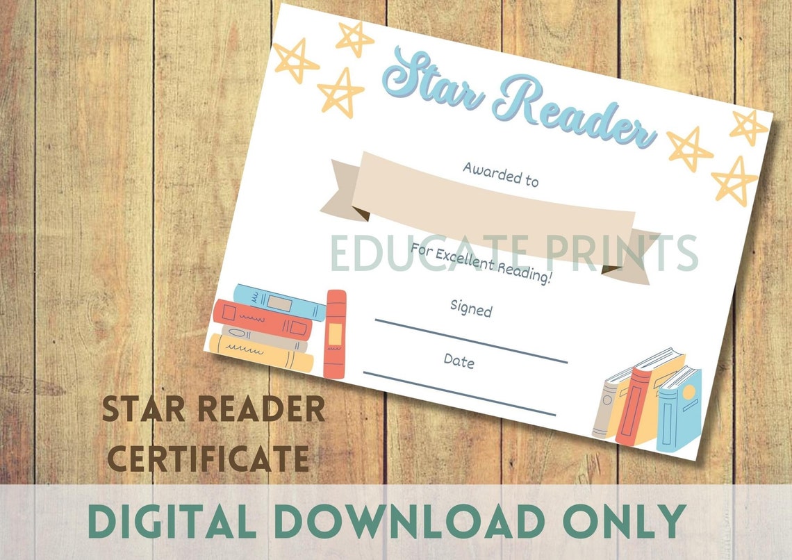 Star Reader Certificate Teacher Resource Printable - Etsy