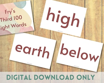 Fry's Second 100 Sight Words. Printable. Flashcards. - Etsy
