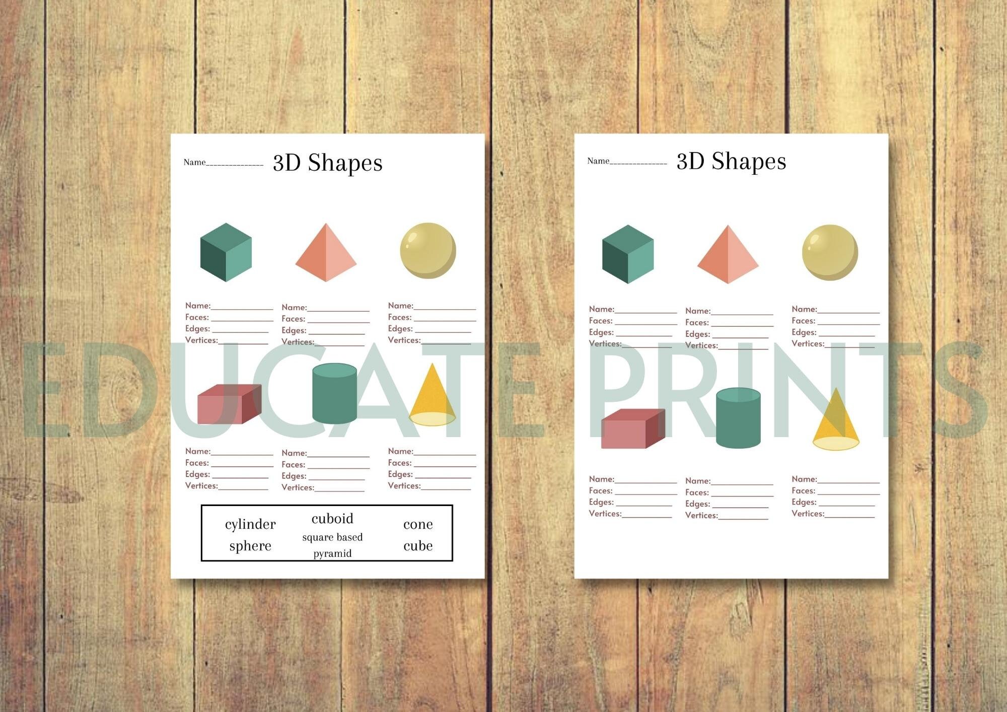 Differentiated 2D 3D Worksheets Teaching Resources Educate - Etsy
