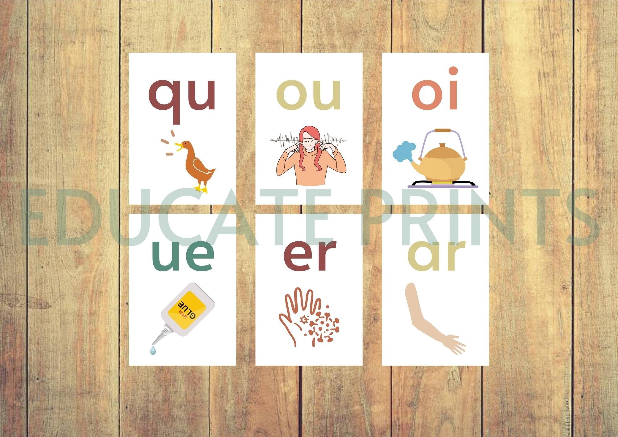 42 Sounds Printable Flashcards, English, Phonics Flashcard, Children's ...