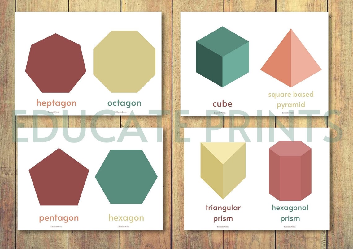 2D 3D Shapes, Flashcards, Posters, Printable, Teaching Resource ...