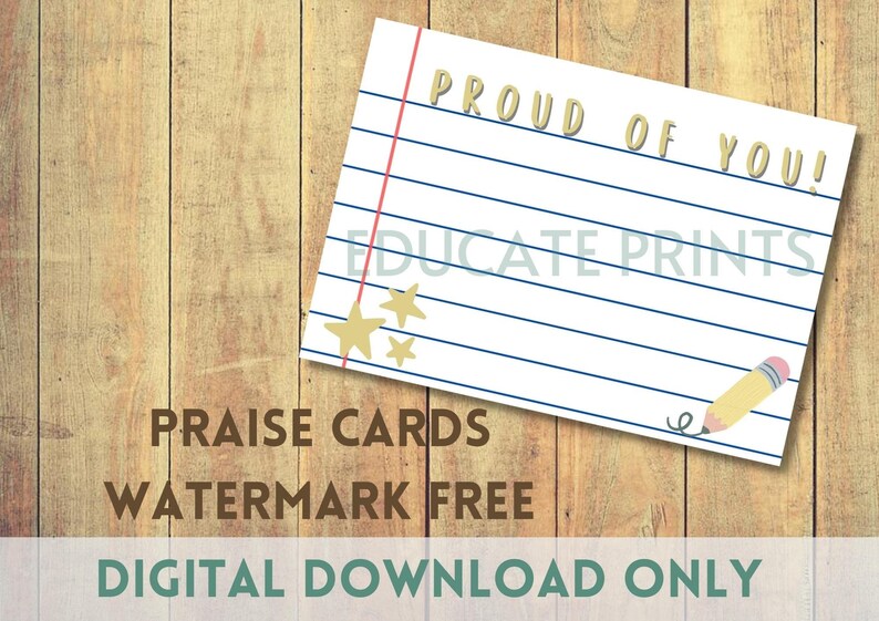 Praise Cards, Positive Notes, Classroom Resource, Teacher, Printable, 4 ...