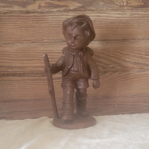Vintage 1989 Red Mill Hiking Boy Statue Made in USA Crushed Pecan ...