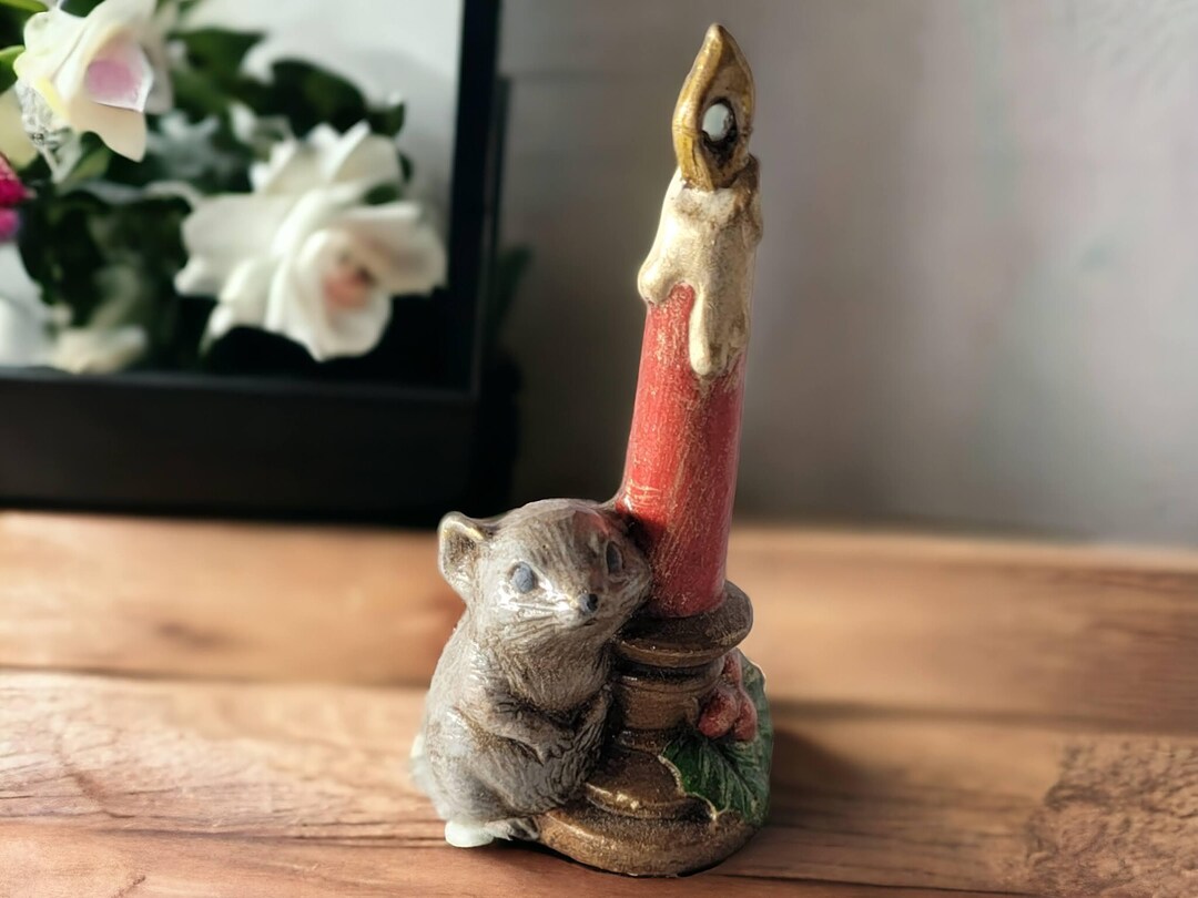 Vintage Mouse and Candlestick Christmas Tree Ornament Unique Ceramic ...