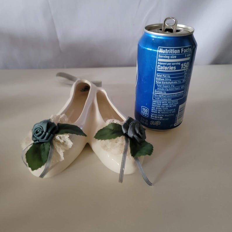 Vintage Ceramic Ballet Slippers With Attached Blue Floral Design Wall ...