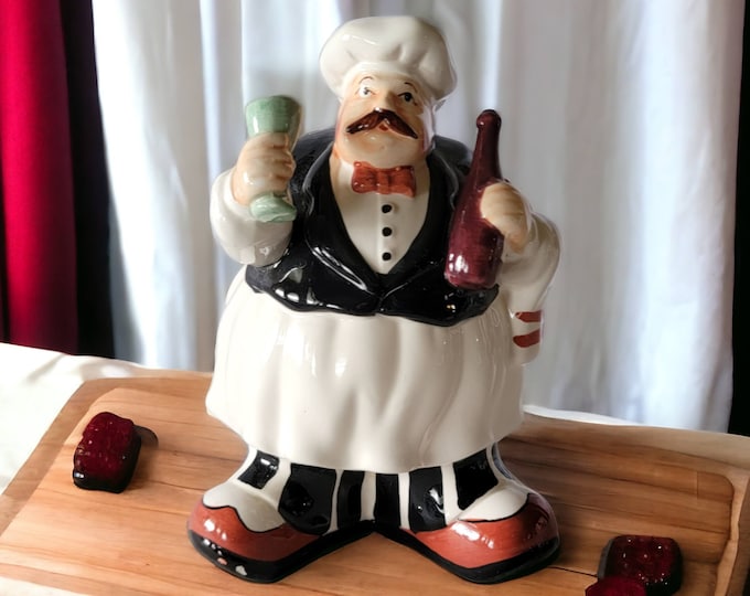 Vintage Fat Chef Ceramic Statue/figurine Italian Chef Holding Wine ...