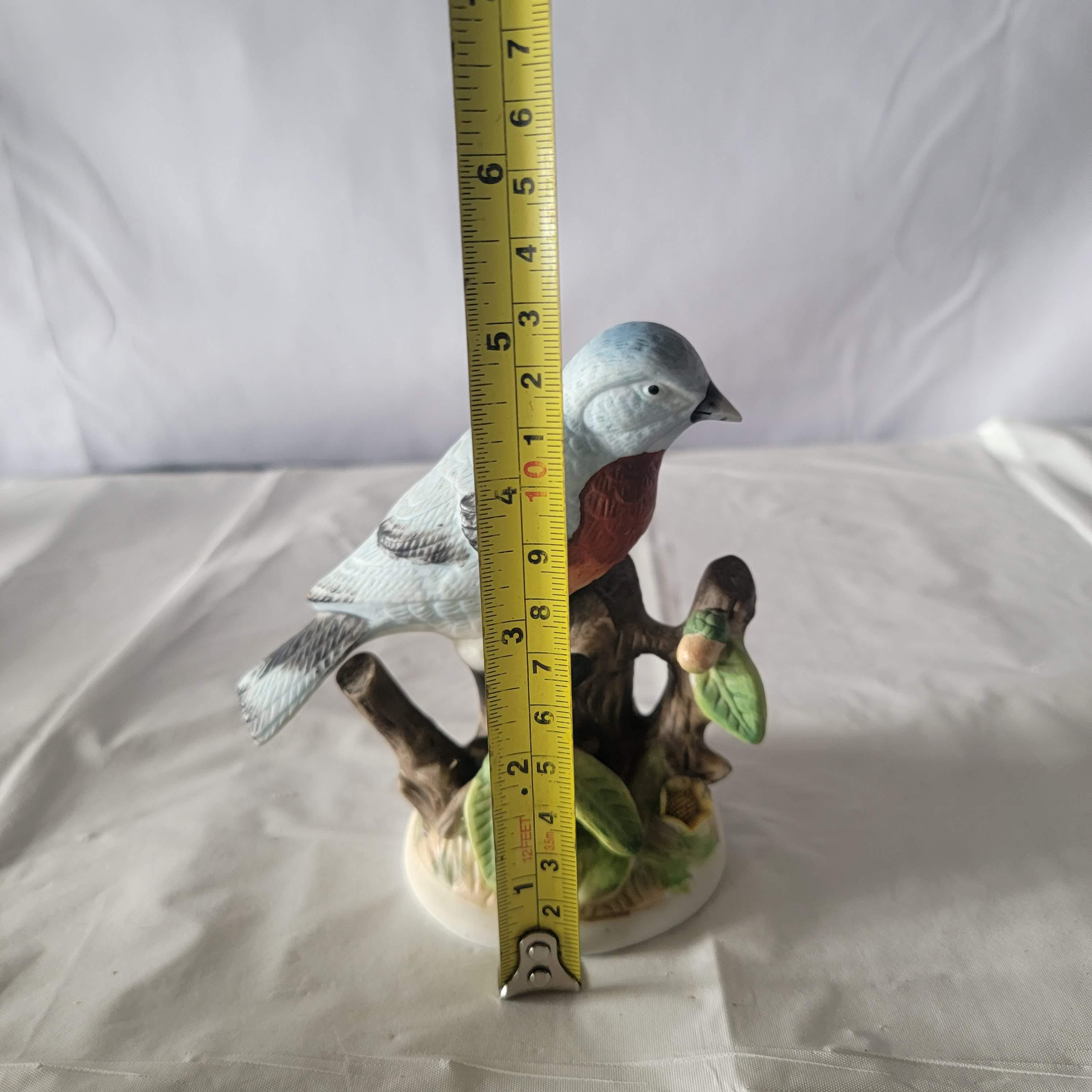 Vintage Ceramic Blue Bird Figurine Sitting on a Branch With Acorns ...