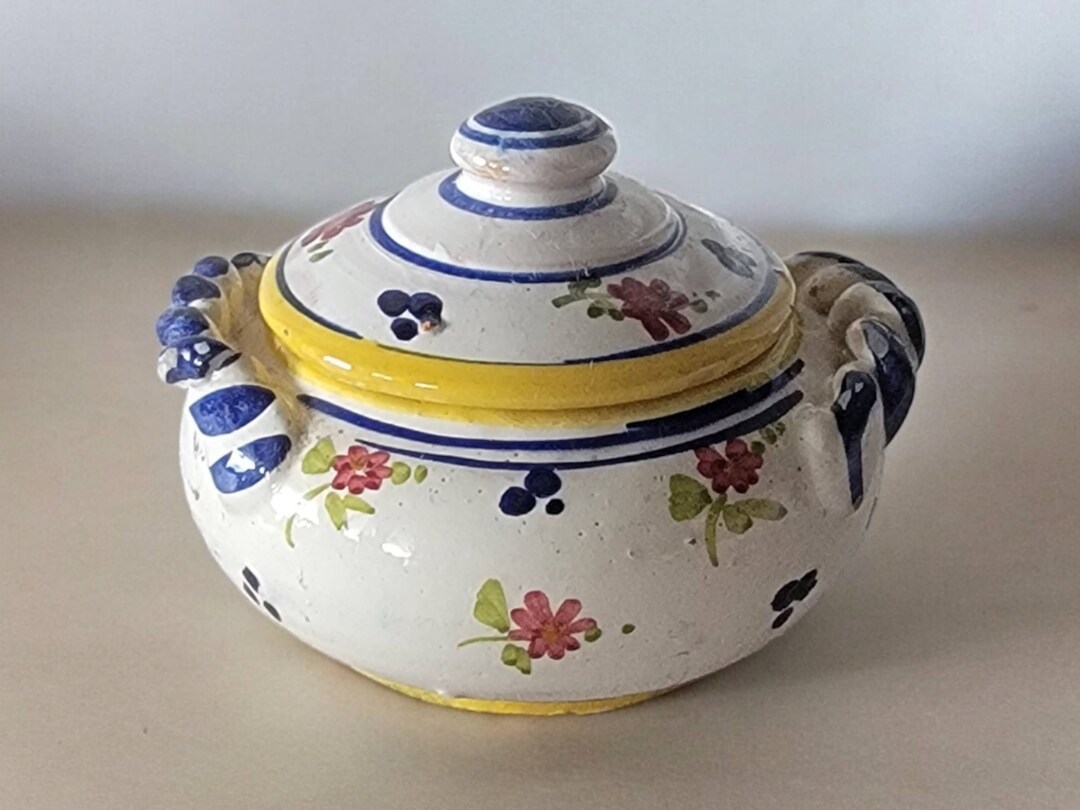Colorful Vintage Italian Pottery Small Bowl With Lid Hand Crafted Hand ...