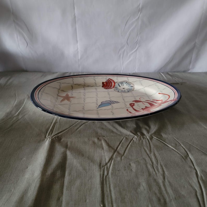 Vintage Ahoy Mate! Paula Deen at Home Oval Platter Ceramic Crab, Shells ...