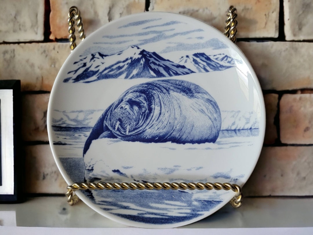 Porsgrund Norway Walrus Ceramic Plate Hvalross Odabenus Rosmarus (L ...