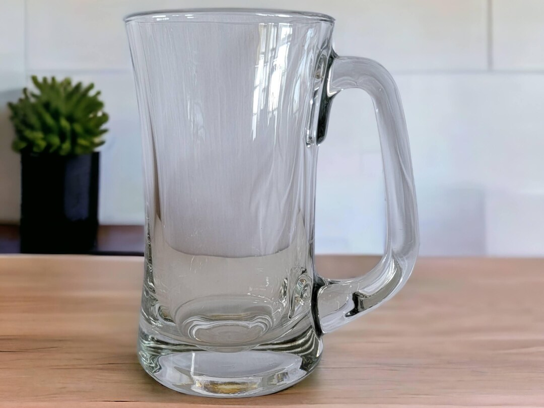 Vintage Libby Clear Glass Beer Mug Thick Heavy Glass Unique Collectible Cup With Handle Rounded ...