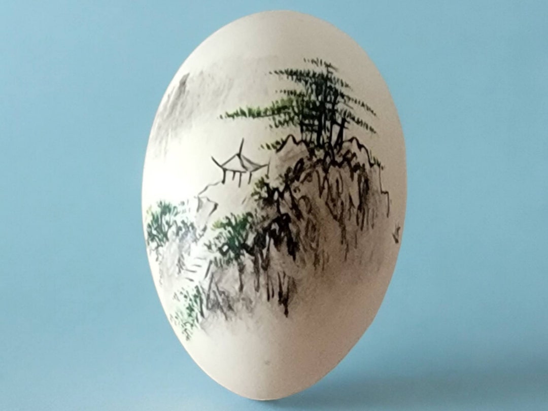Hand Painted Oriental Chinese Egg Shell Asian Design Easter Decor ...