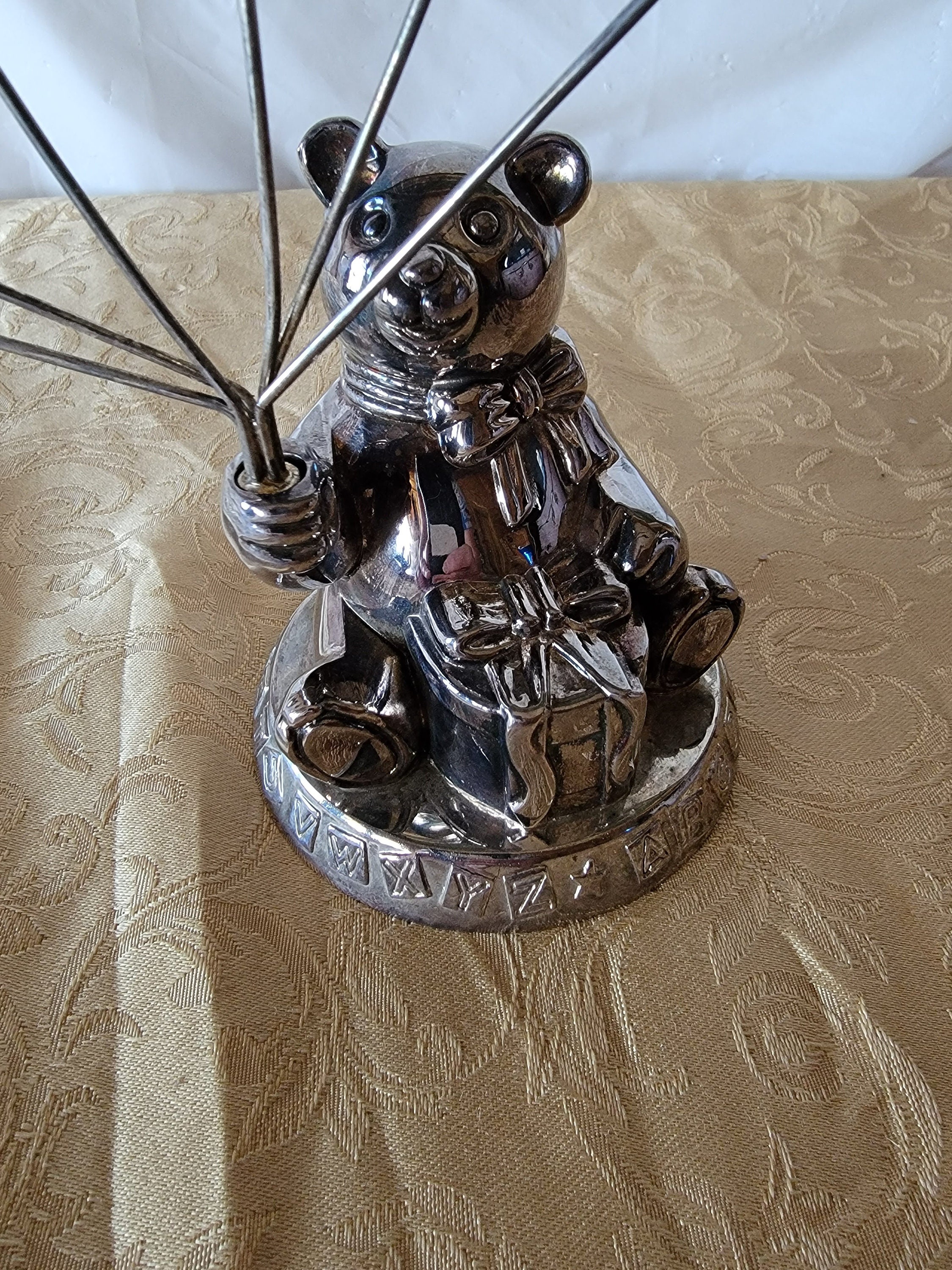 Godinger Bear Holding Balloons Photo Holder Silver Toned Pewter Unique ...