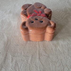 Vintage Duncan Enterprises Ceramic Two Piece Teddy Bear Trinket Box ...