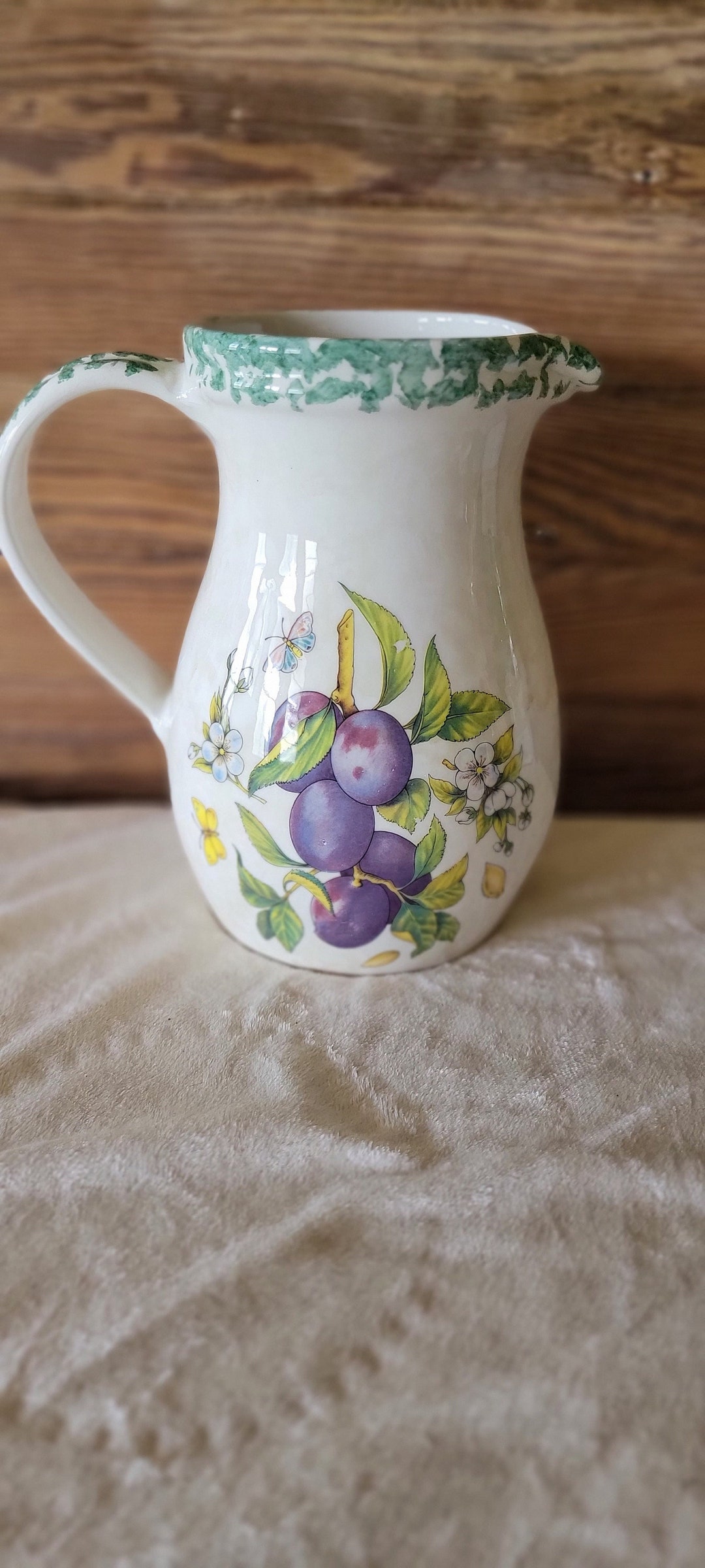 Himark Floral Pitcher Made in Italy Vintage 1970s Butterflies and ...