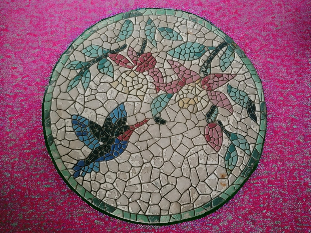 Ceramic Hummingbird Wall Tile Painted Mosaic 10" Diameter Vintage Wall ...