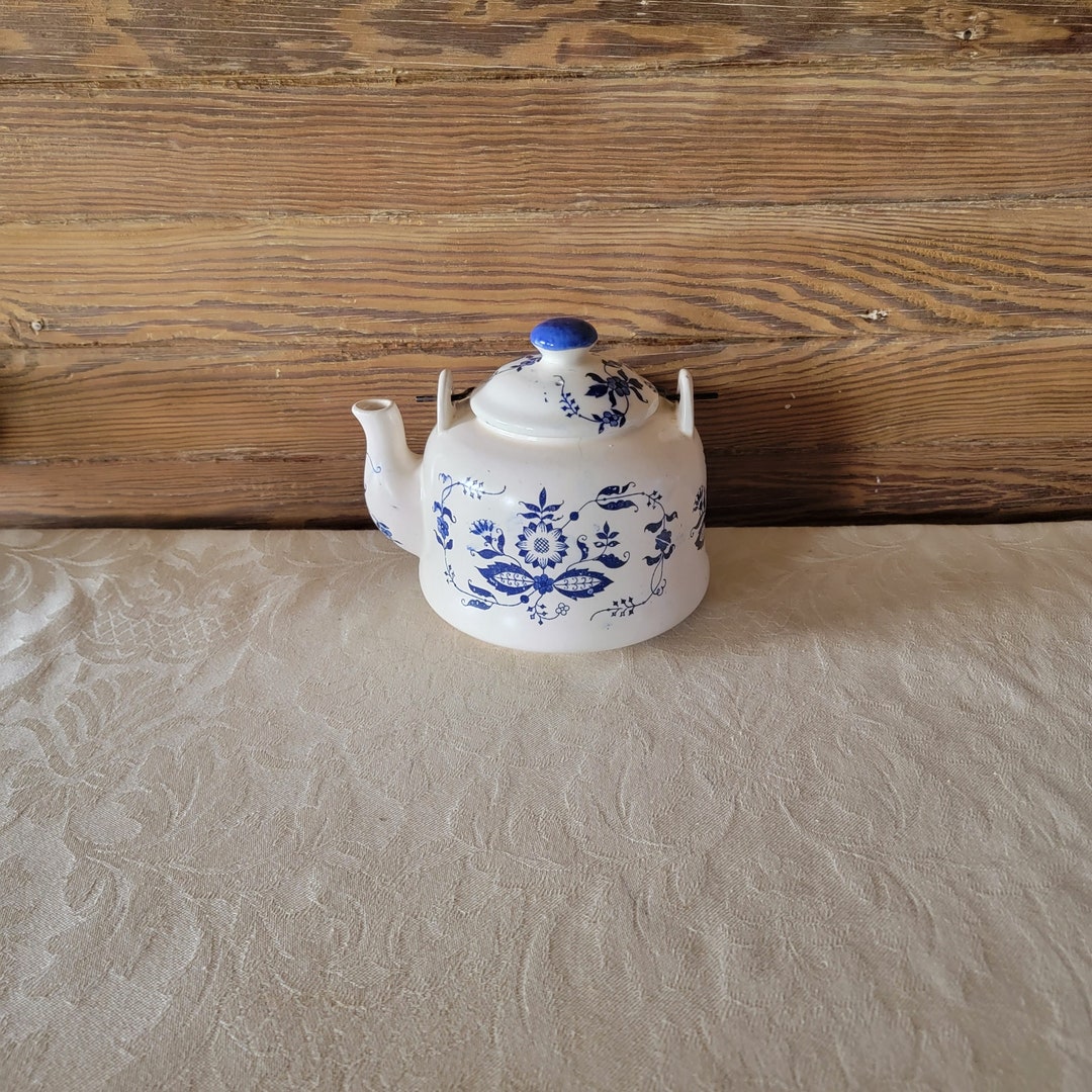 Vintage Armbee Teapot, Blue and White Floral Teapot, Cream Blue, Onion ...