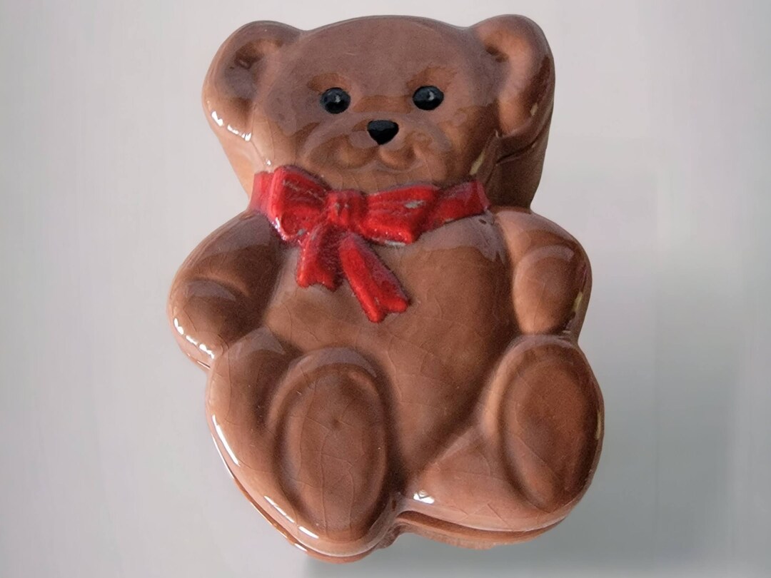 Vintage Duncan Enterprises Ceramic Two Piece Teddy Bear Trinket Box ...