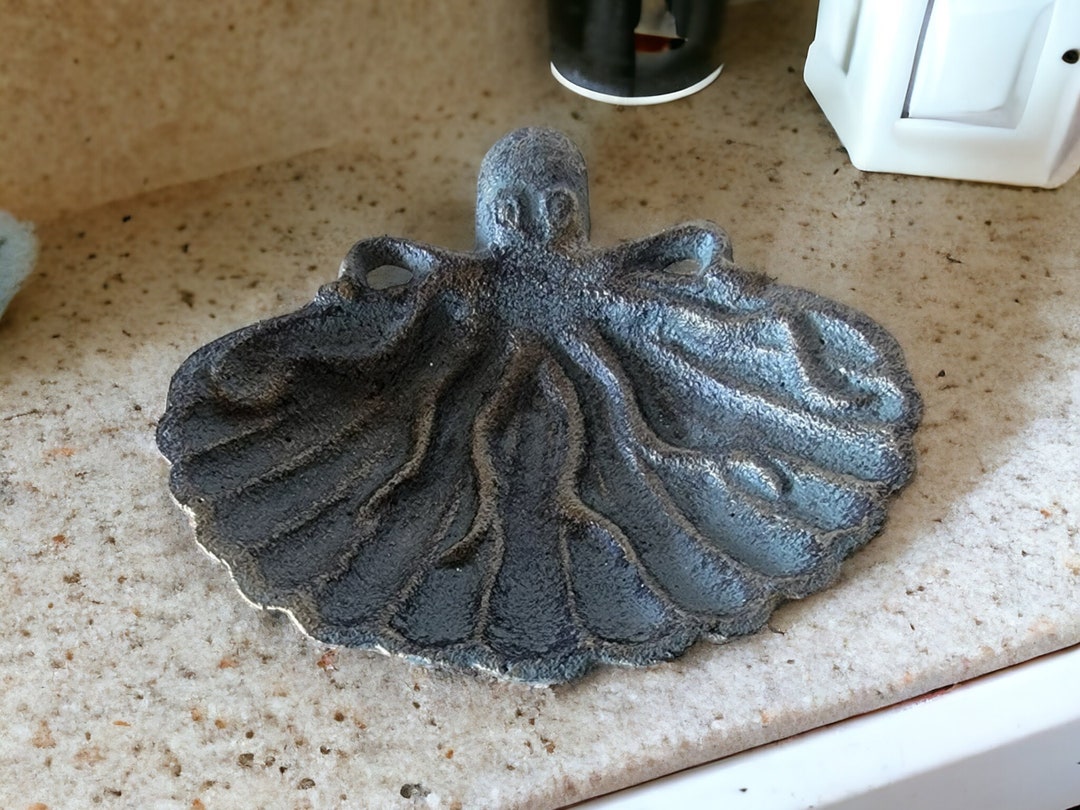 Cast Iron Octopus Shell Shaped Soap Holder Vintage Bathroom Gold ...