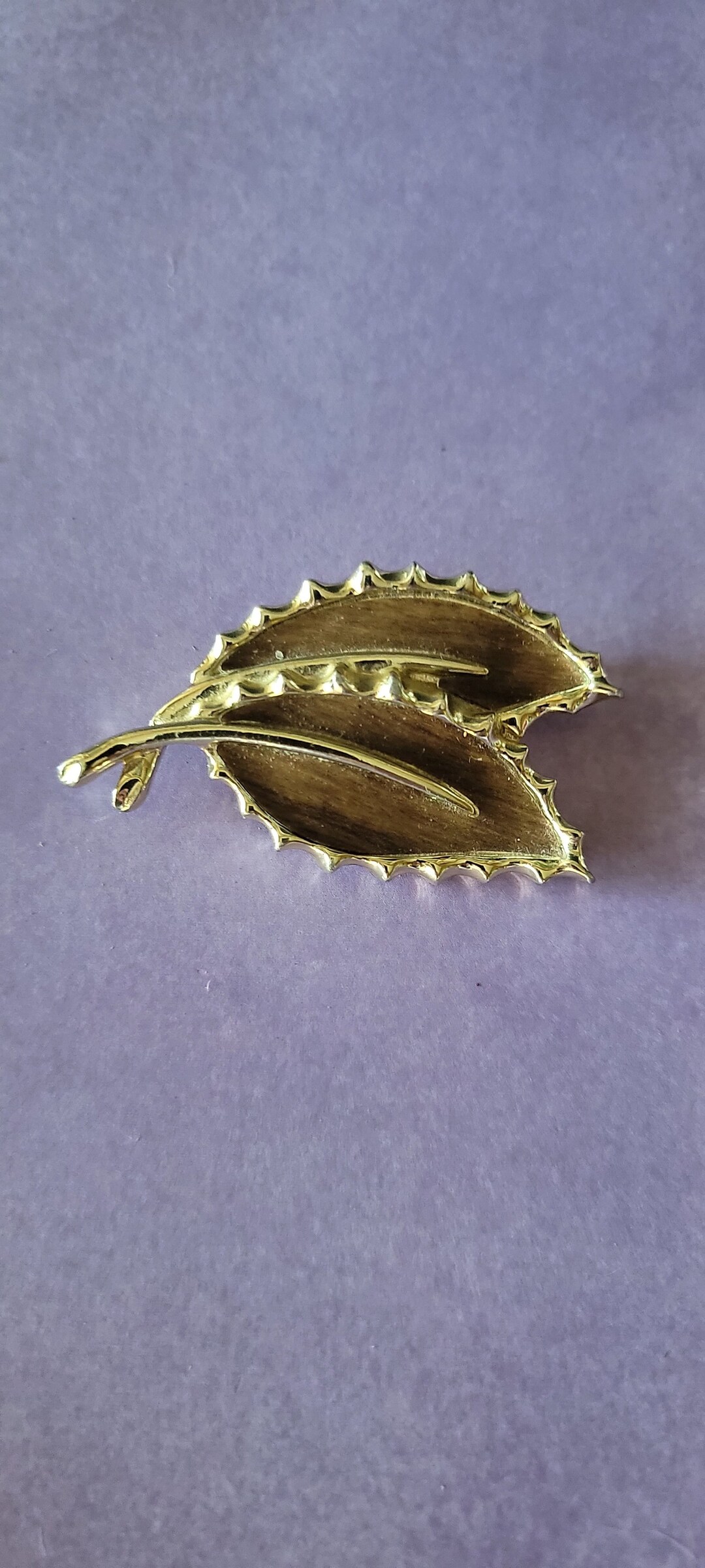Vintage Sarah Covington Brown and Gold Double Leaf Brooch - Etsy