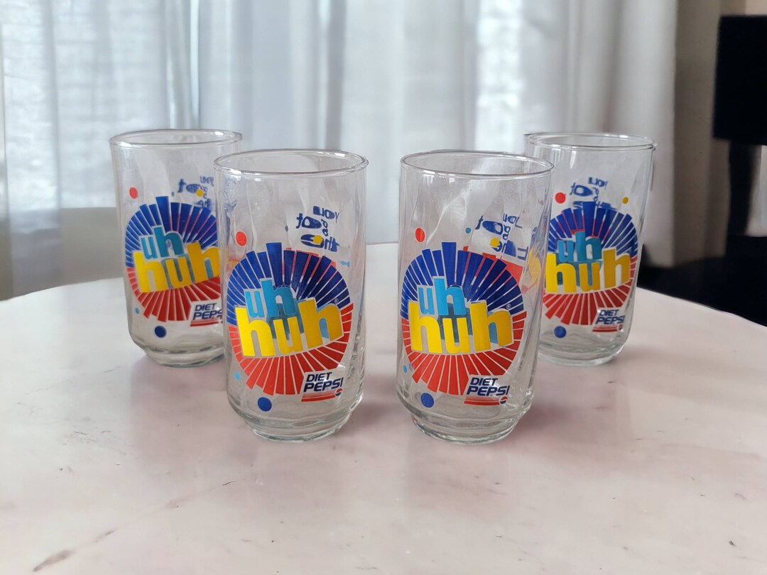 Vintage 1990s Diet Pepsi Uh Huh Drinking Glasses Set of Four Clear You ...