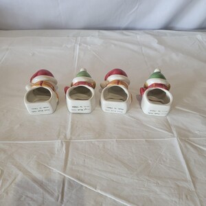 Snowman Napkin Rings Set of Four Ceramic Hand Painted Red and Green ...