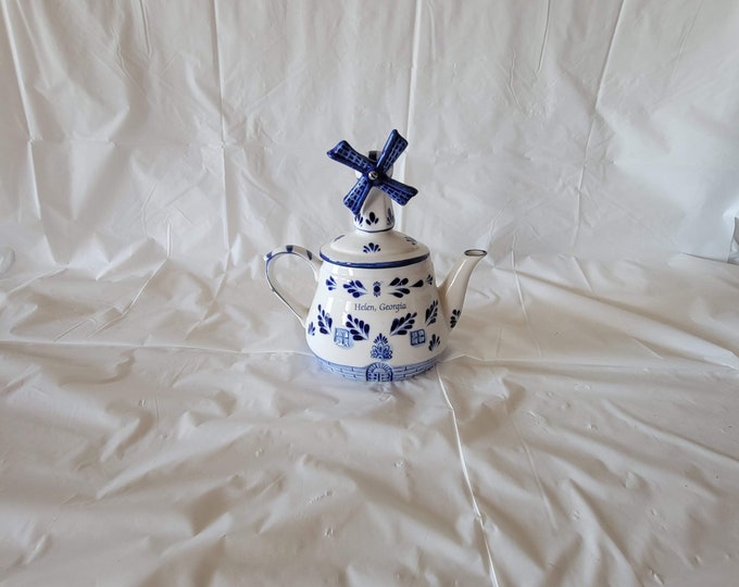 Royal Delft Blue Teapot, Windmill Lid, Helen Georgia Teapot, Unique ...