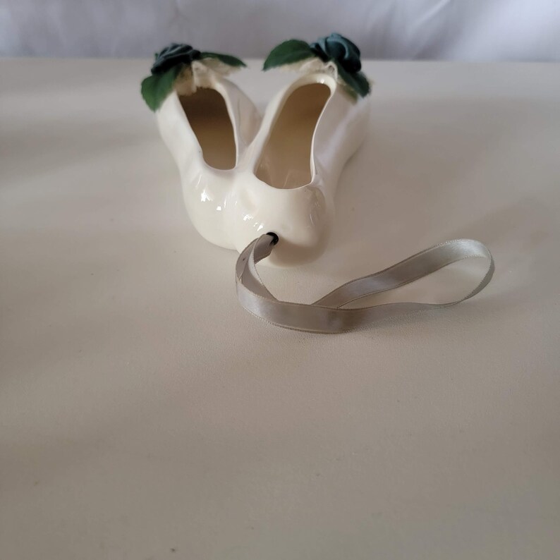 Vintage Ceramic Ballet Slippers With Attached Blue Floral Design Wall ...