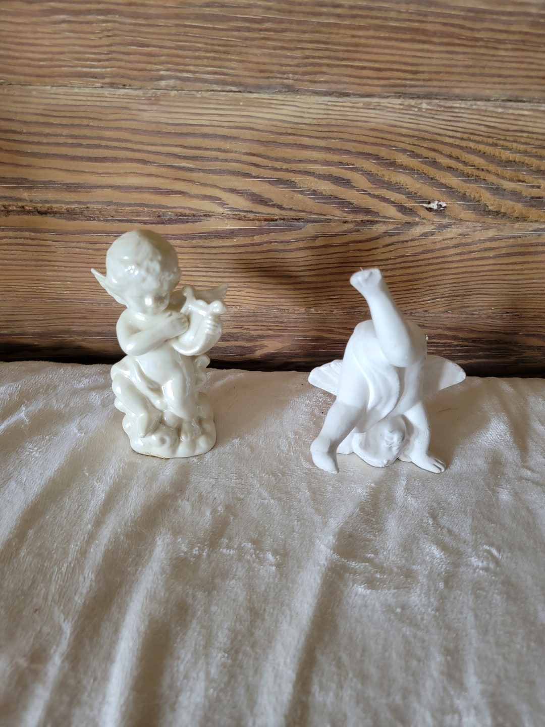 Set of 2 Vintage Angel Figurines Porcelain Ceramic Angels Angel Doing ...