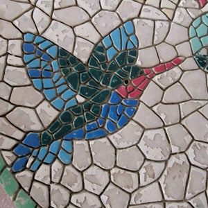 Ceramic Hummingbird Wall Tile Painted Mosaic 10" Diameter Vintage Wall ...