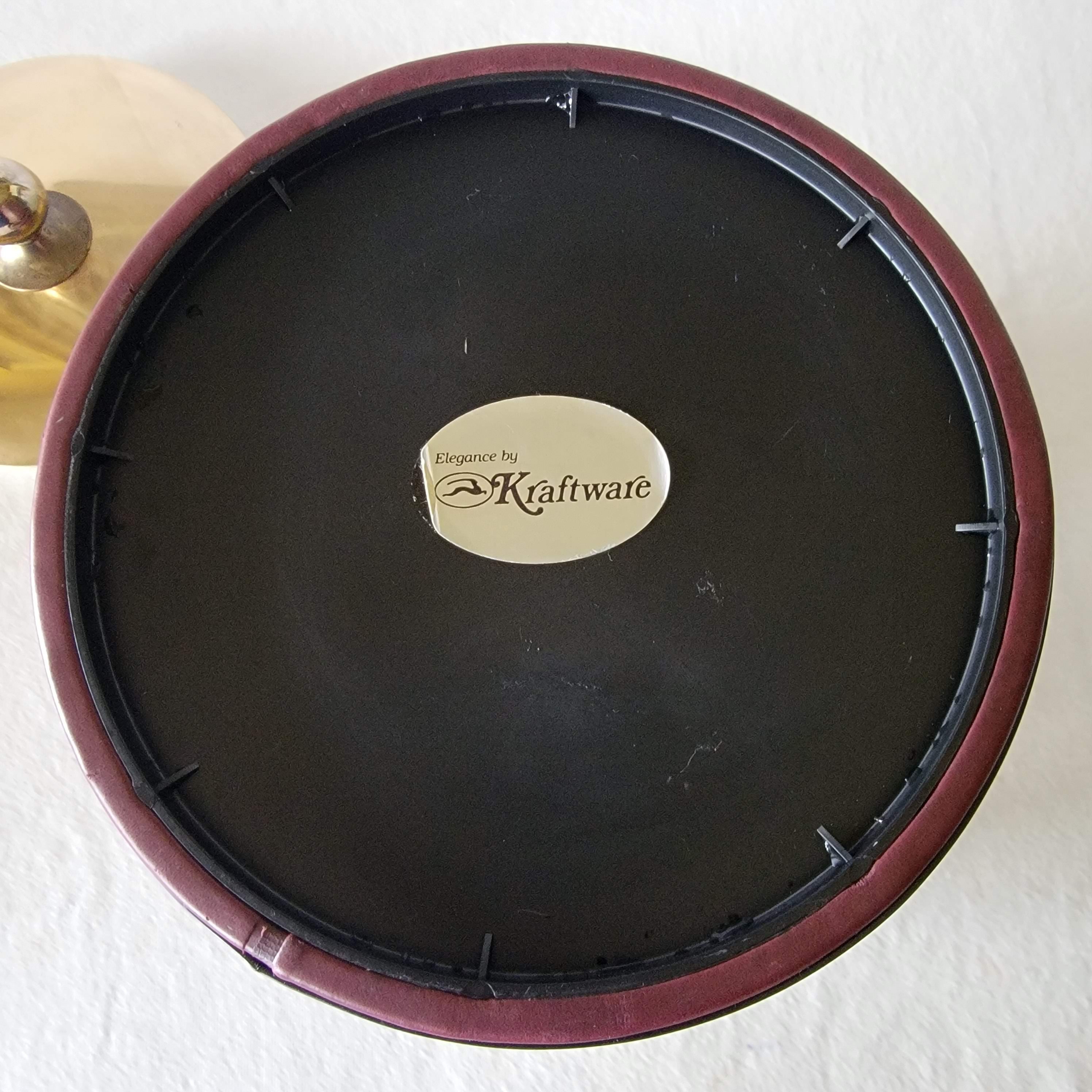 Elegance by Kraftware Ice Bucket Faux Leather Maroon With Gold Toned ...